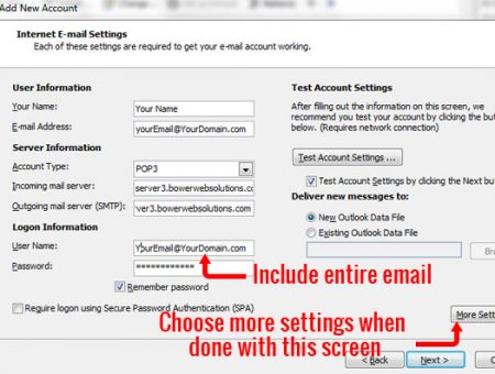 Configure Email in Outlook 2016 & Earlier & Outlook Express - Bower Web ...